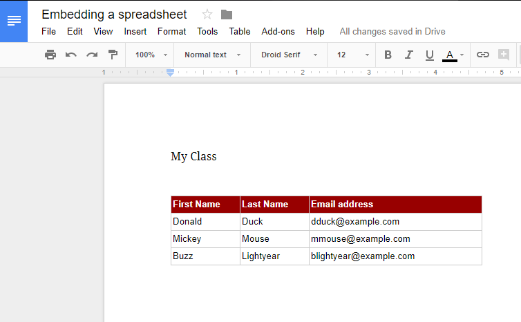 Embedding a Google Sheet in a Google Doc – Eduk8me