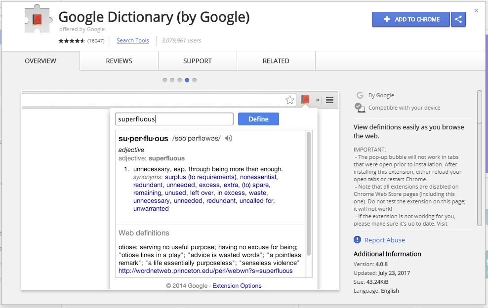 Quickly open a word definition with the Google Dictionary Chrome Extension – Eduk8me