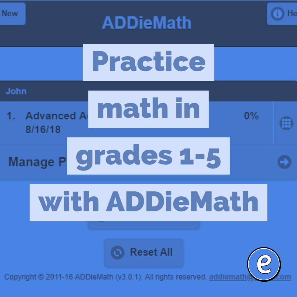 Practice math in grades 1-5 with ADDieMath – Eduk8me
