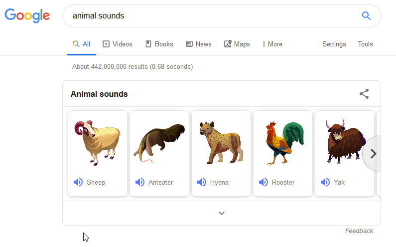 Using only a Google search you can listen to sounds of animals from ...