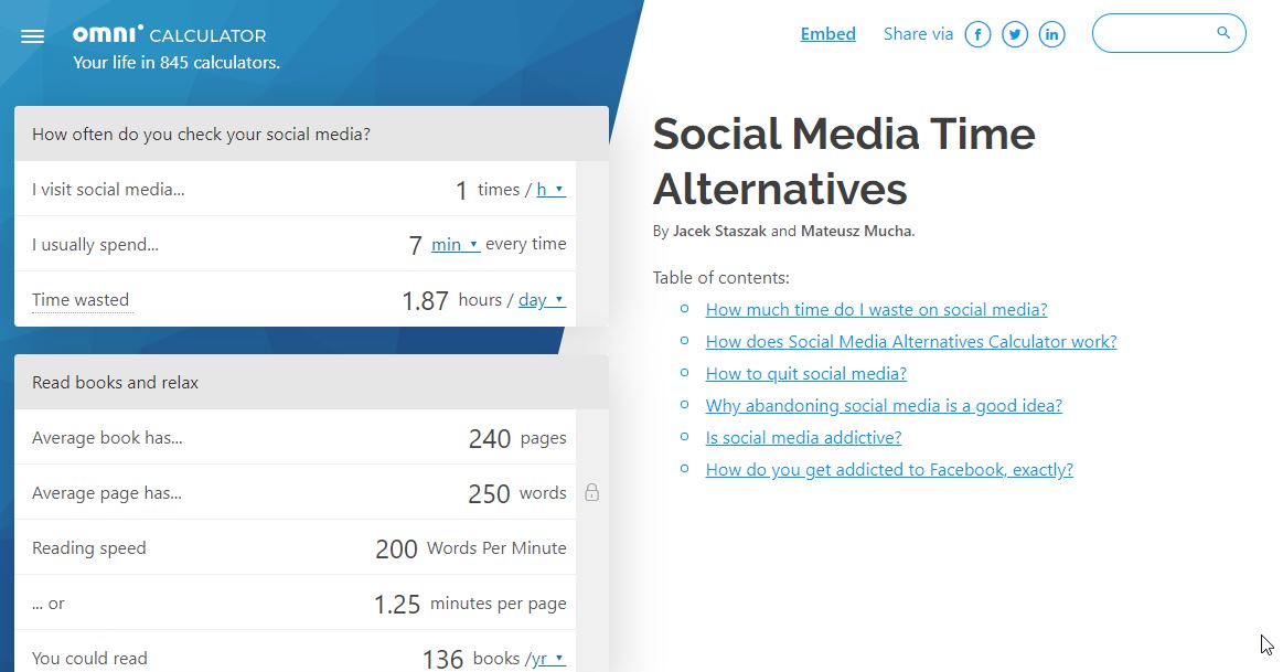 This calculator shows what you could be doing instead of social media ...