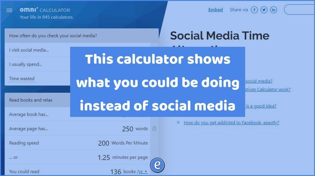 This calculator shows what you could be doing instead of social media ...