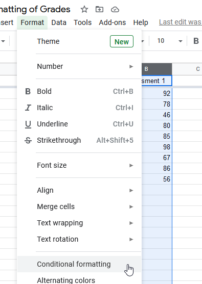 Color grades in a Google Sheet faster with a color scale – Eduk8me