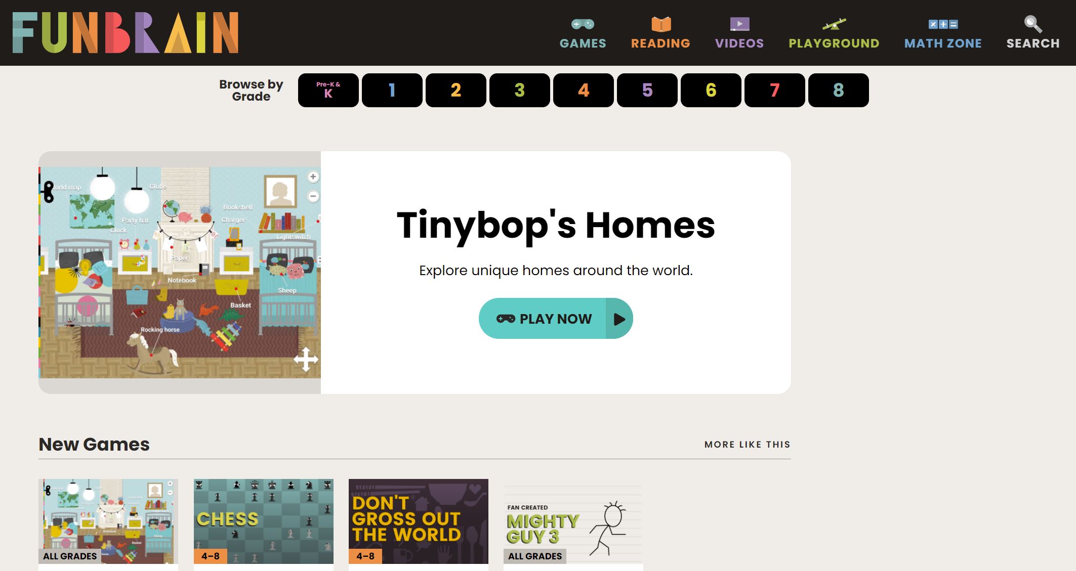 Activities and more for students in grades PreK-8 at Funbrain – Eduk8me