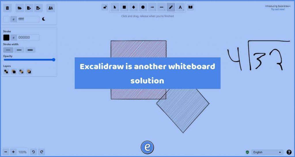 Excalidraw is another whiteboard solution – Eduk8me