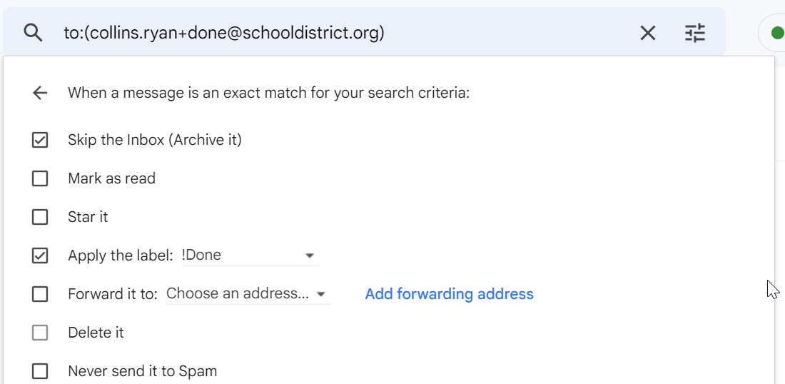 Quick notes with email and a ‘Done’ filter – Eduk8me
